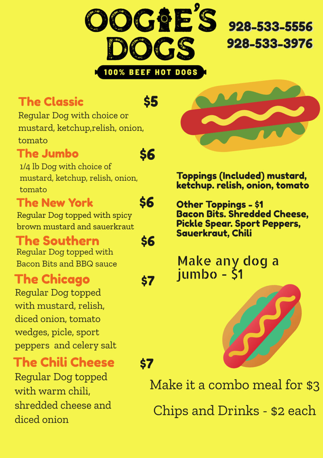 Oogie's Menu - Oogie's Dogs